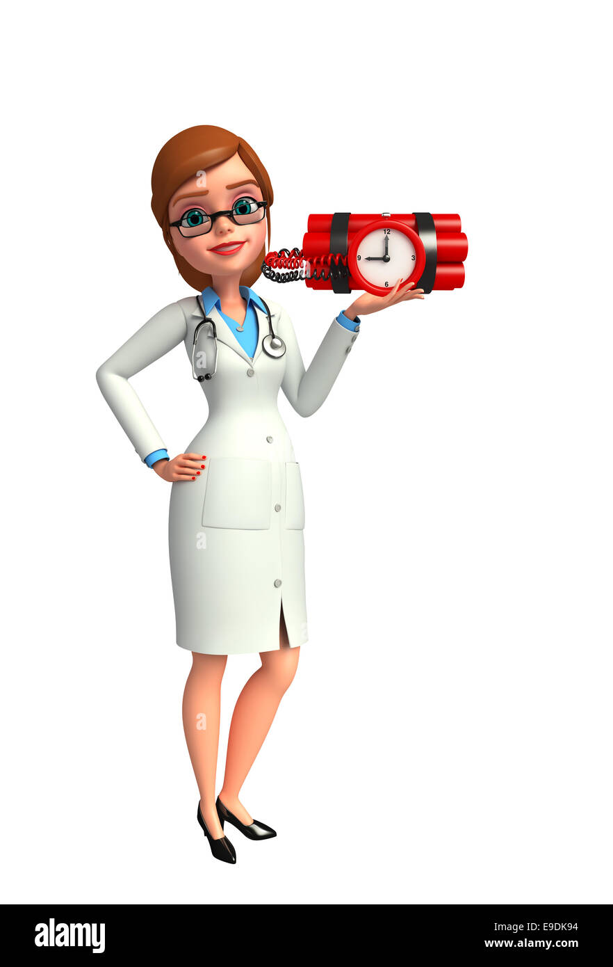 Illustration of young doctor with time bomb Stock Photo - Alamy