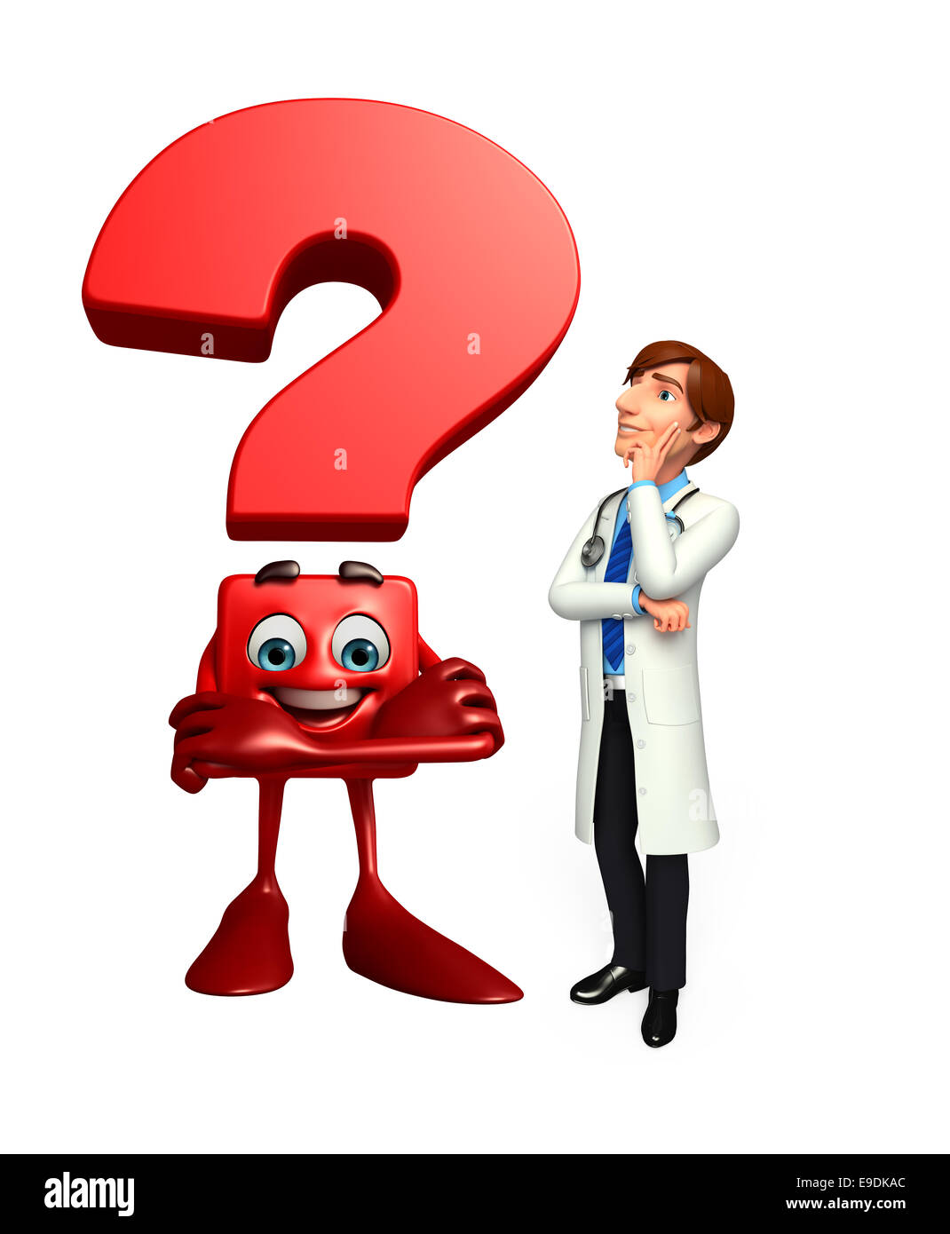 Illustration of young doctor is thinking Stock Photo - Alamy