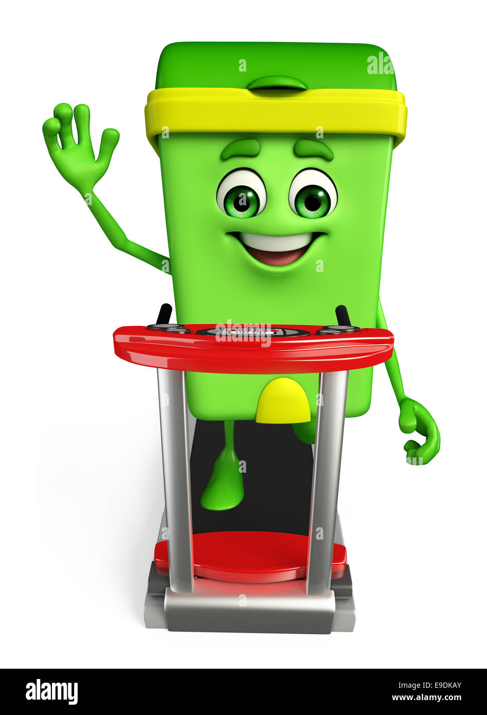 Cartoon Character of Dustbin with walking machine Stock Photo - Alamy