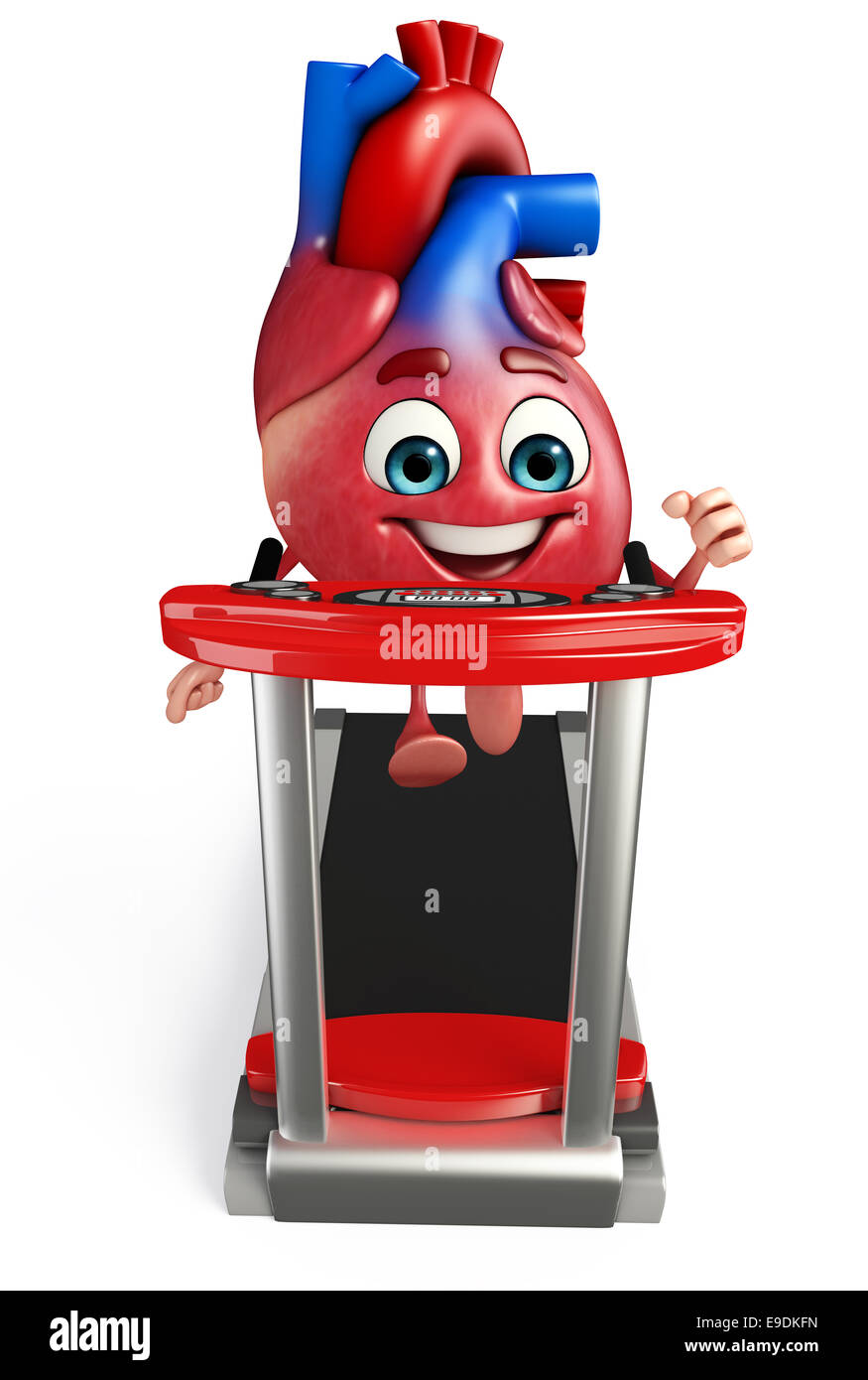 Cartoon Character of heart with walking machine Stock Photo - Alamy