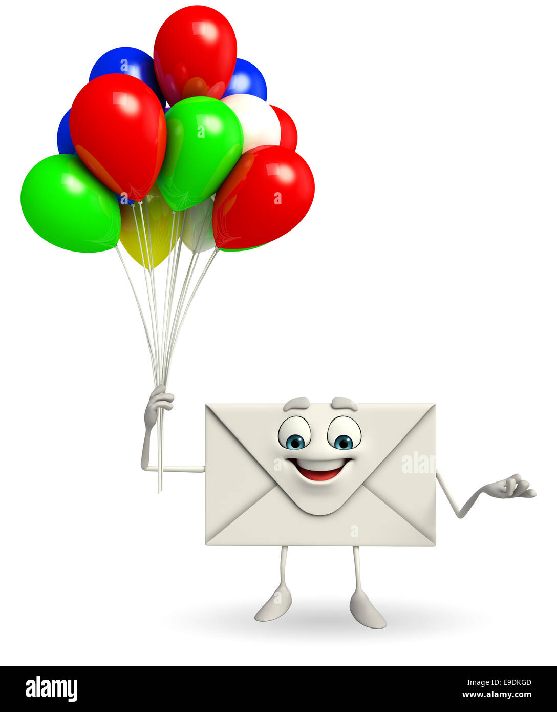 Cartoon Character of mail with Balloon Stock Photo - Alamy