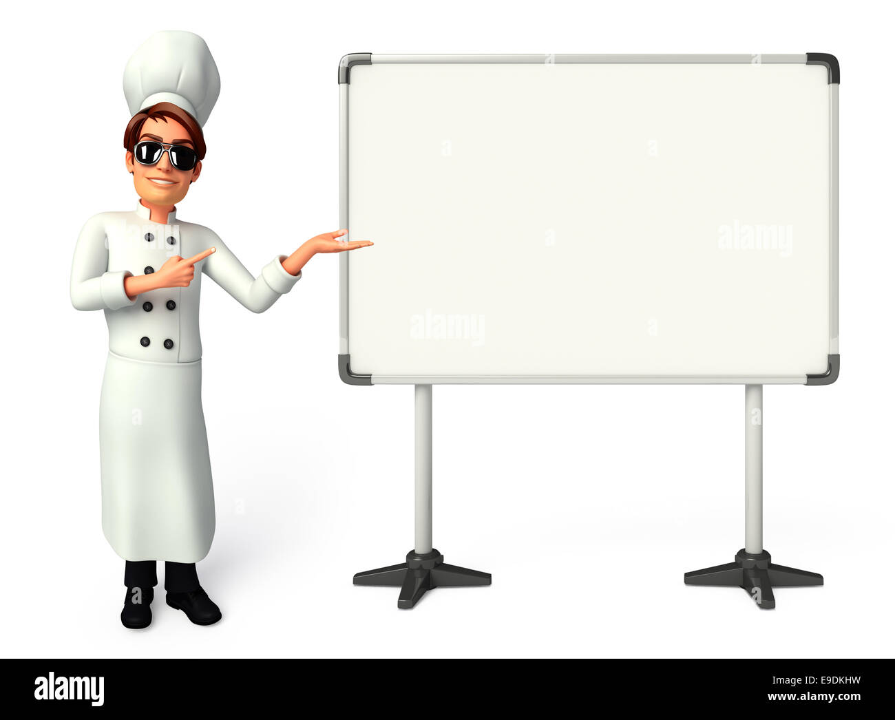Illustration of young chef with display board Stock Photo - Alamy