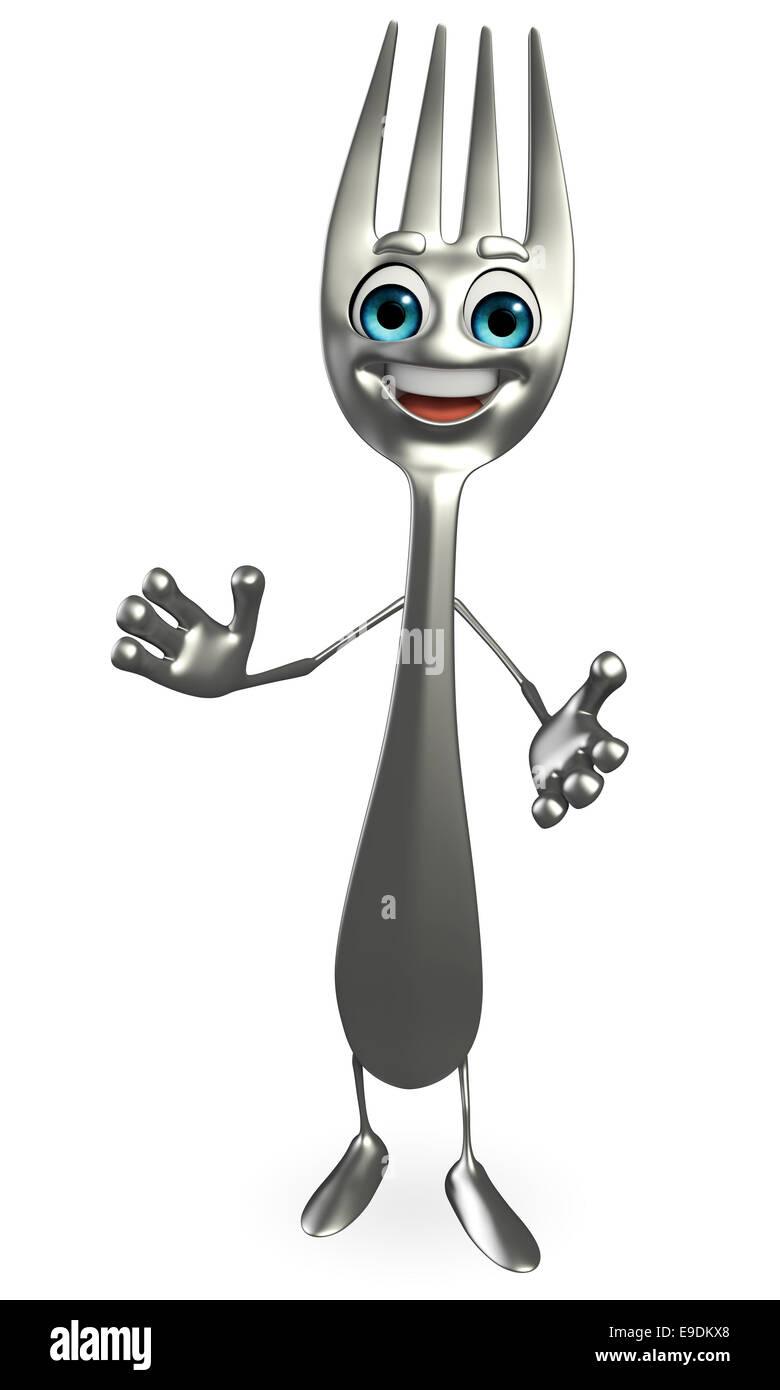 Cartoon character of fork is clapping Stock Photo - Alamy