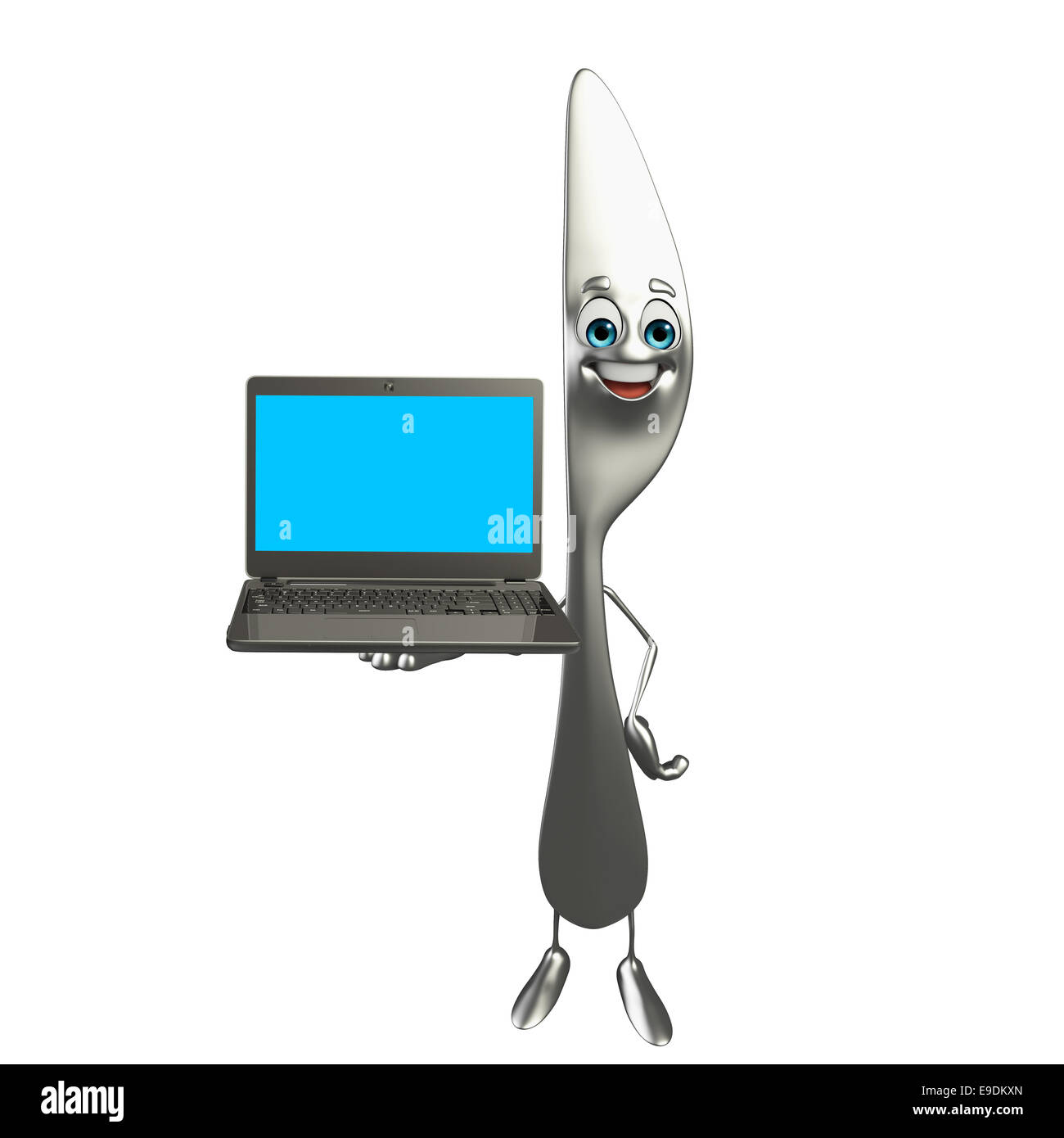 Cartoon character of knife with Laptop Stock Photo - Alamy