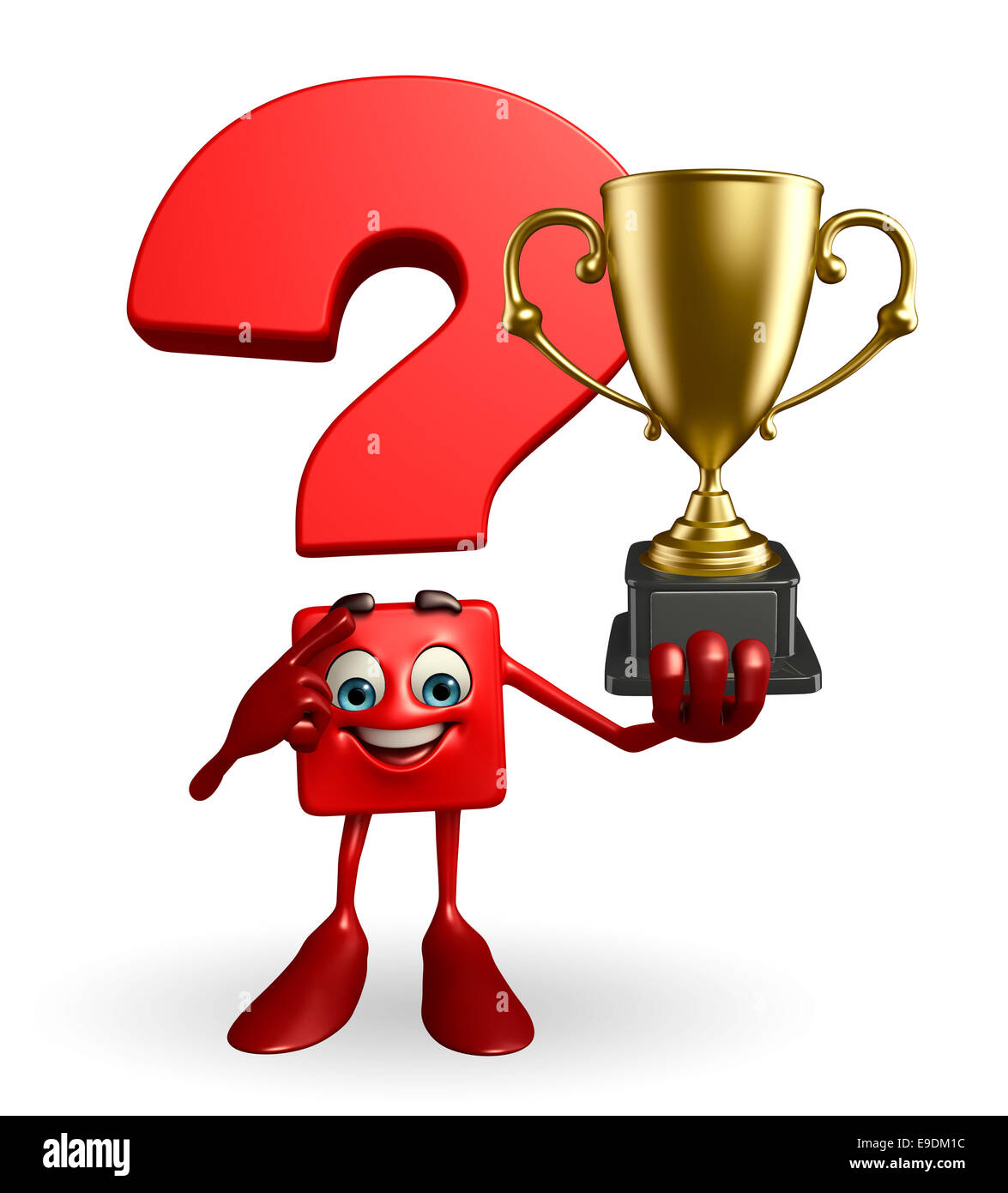 Cartoon Character of Question Mark with trophy Stock Photo - Alamy