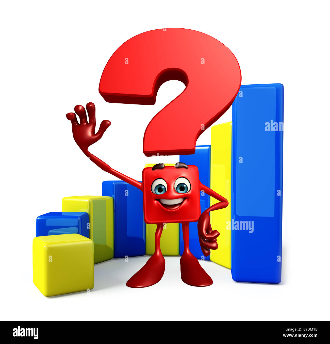 Cartoon Character of Question Mark with business graph Stock Photo - Alamy
