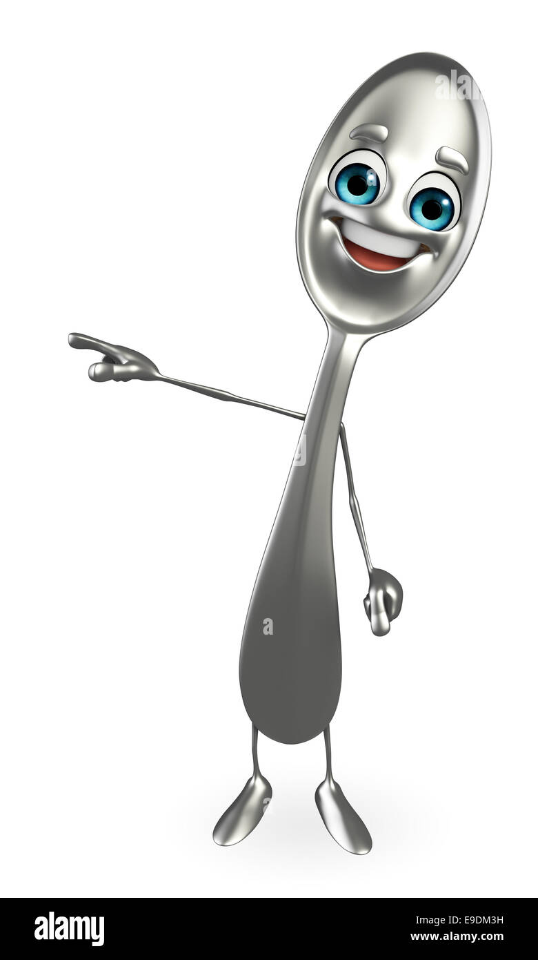 Cartoon character of spoon is pointing Stock Photo - Alamy