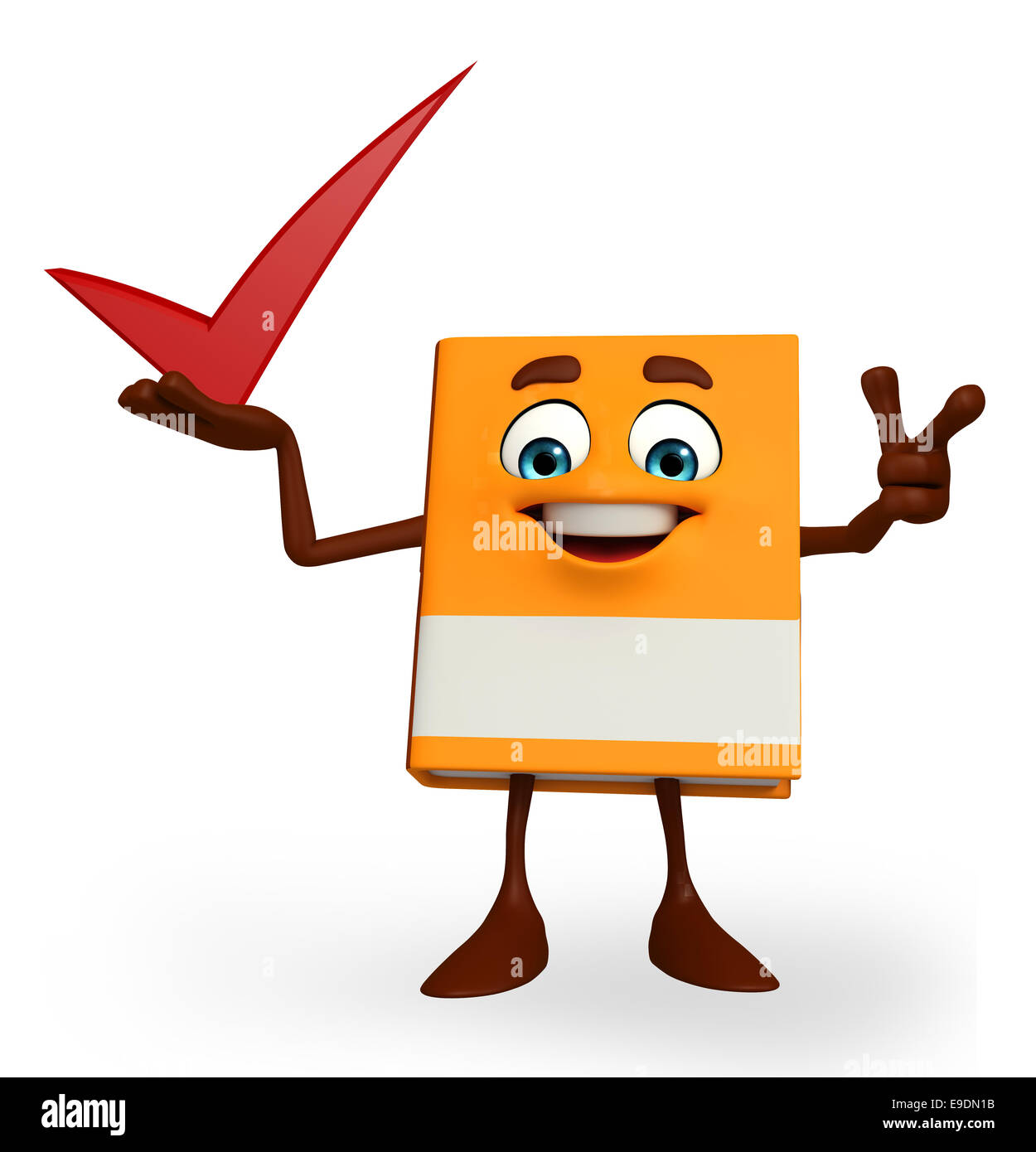 Cartoon Character of Book with right sign Stock Photo - Alamy