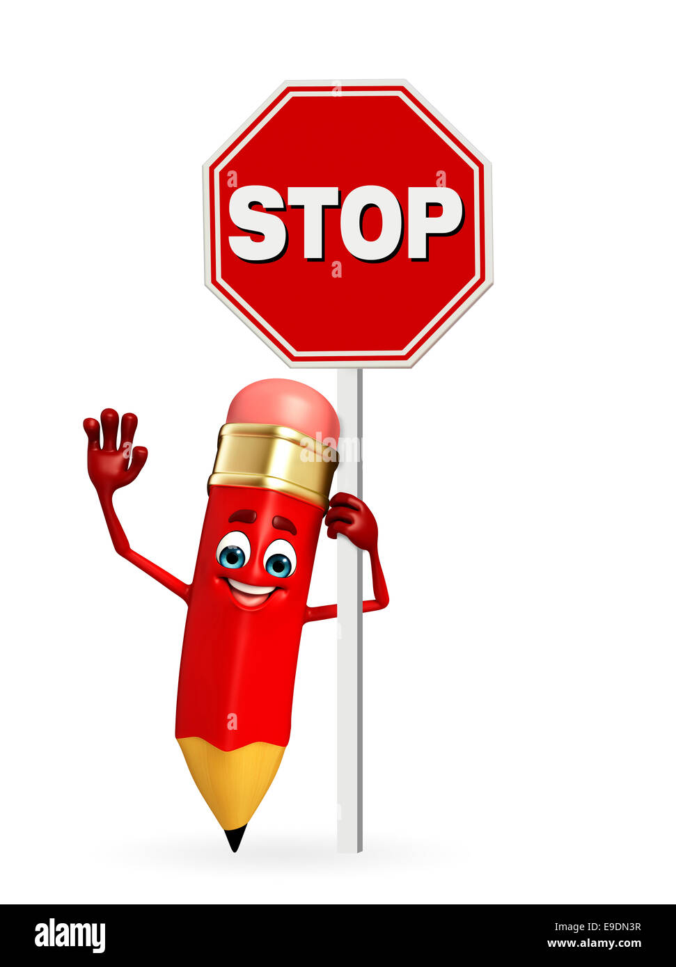 Cartoon character pencil stop sign hi-res stock photography and images ...