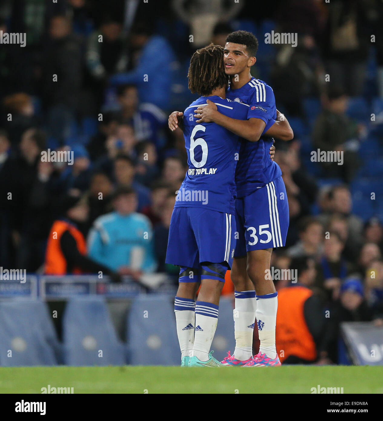 London, UK. 21st Oct, 2014. Chelsea's Dominic Solanke celebrates at the ...