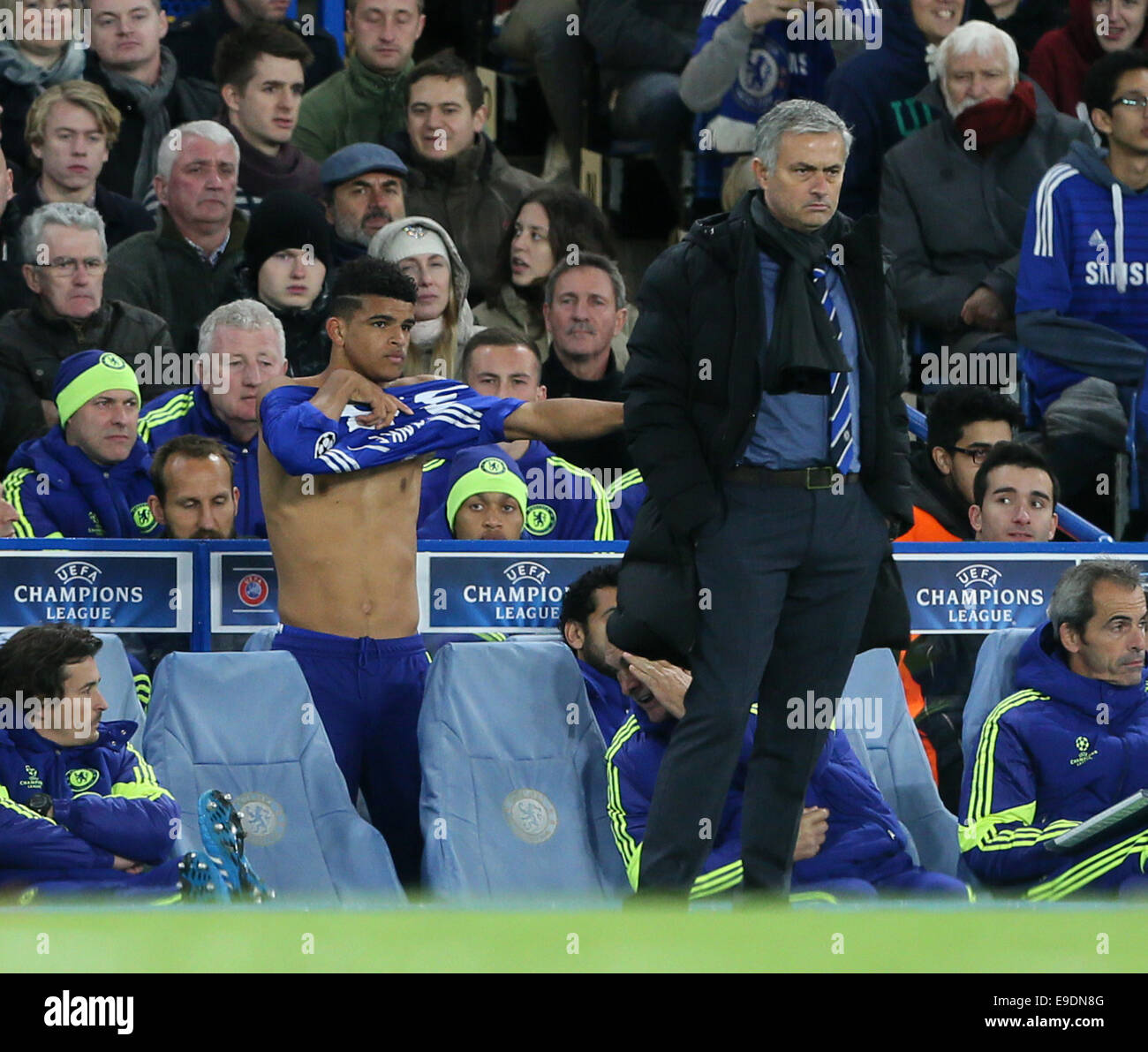London, UK. 21st Oct, 2014. Chelsea's Dominic Solanke prepares to come ...