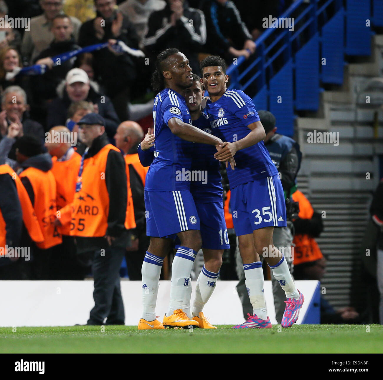 London, UK. 21st Oct, 2014. Chelsea's Eden Hazard celebrates his sides ...