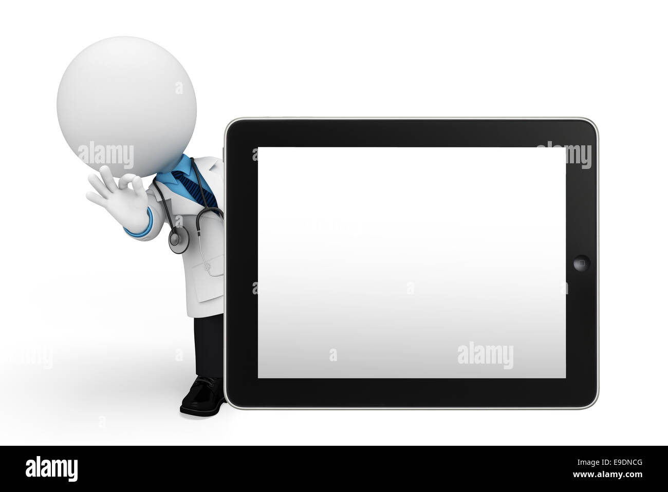 Illustration of young doctor with tab Stock Photo - Alamy