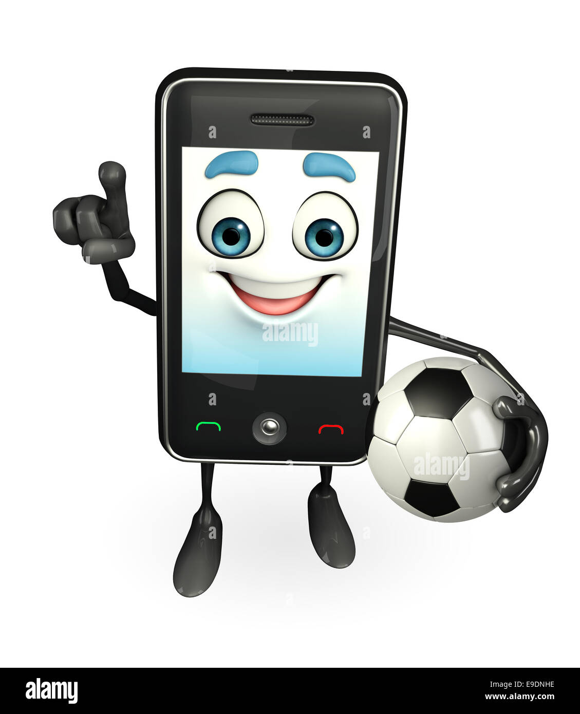 Cartoon Character of Mobile with football Stock Photo - Alamy