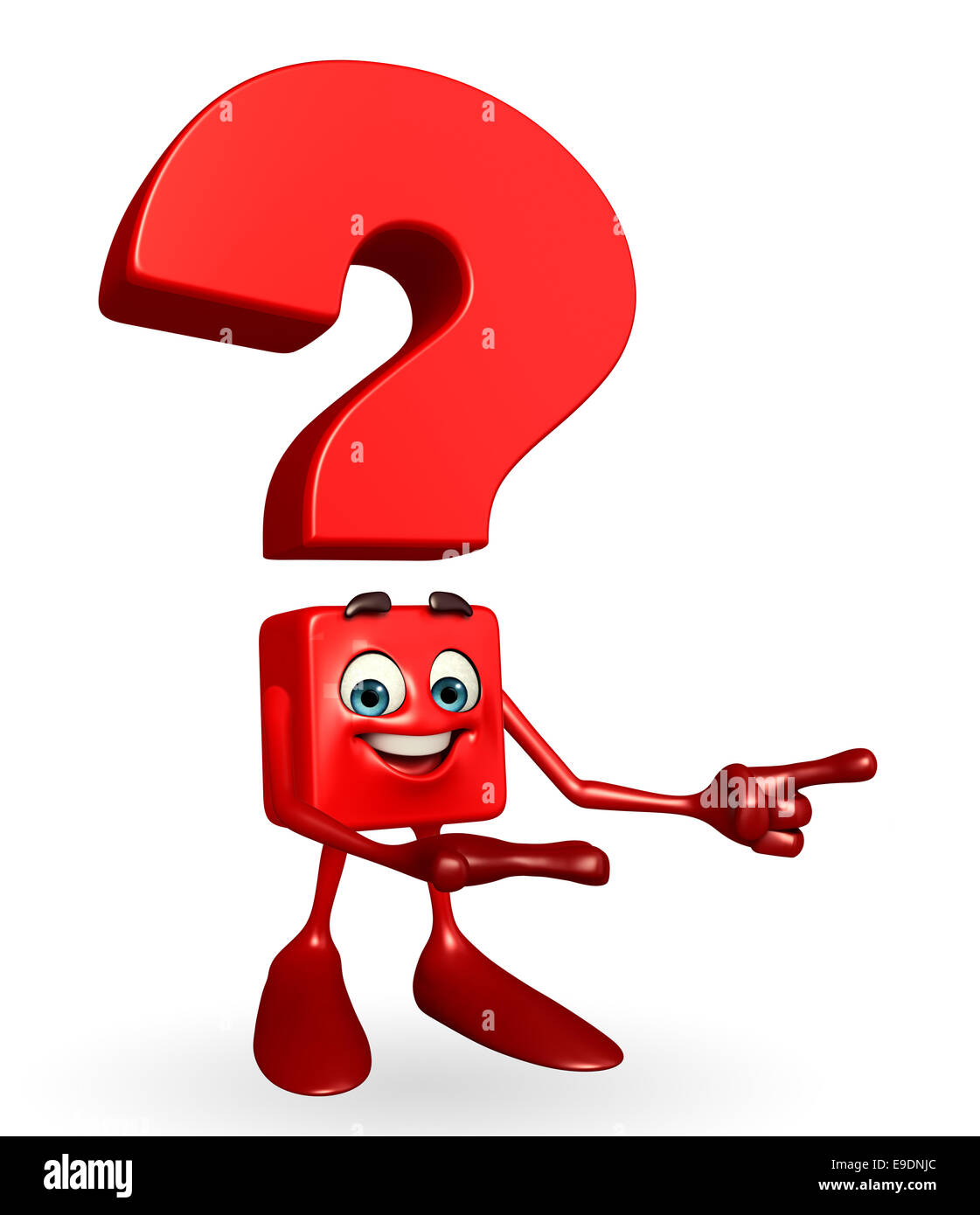 Cartoon Character of Question Mark is pointing Stock Photo - Alamy