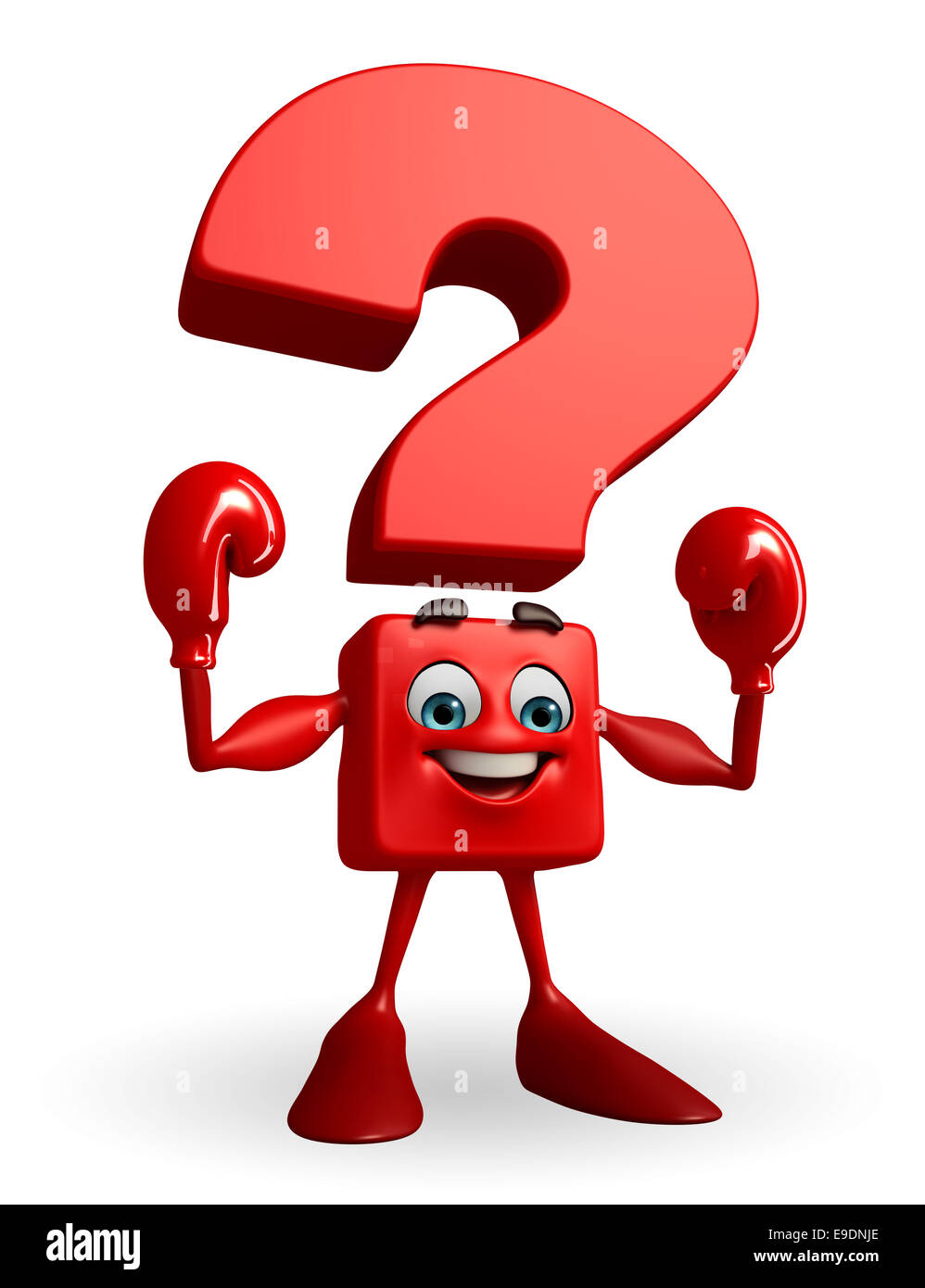 Cartoon Character of Question Mark with Boxing Gloves Stock Photo - Alamy