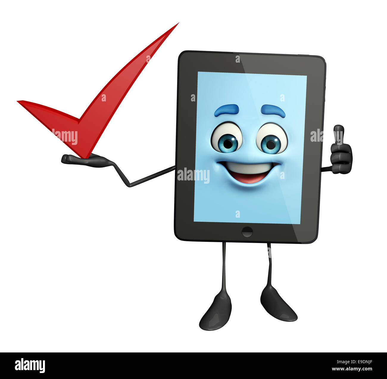 Cartoon character of tab with right sign Stock Photo - Alamy