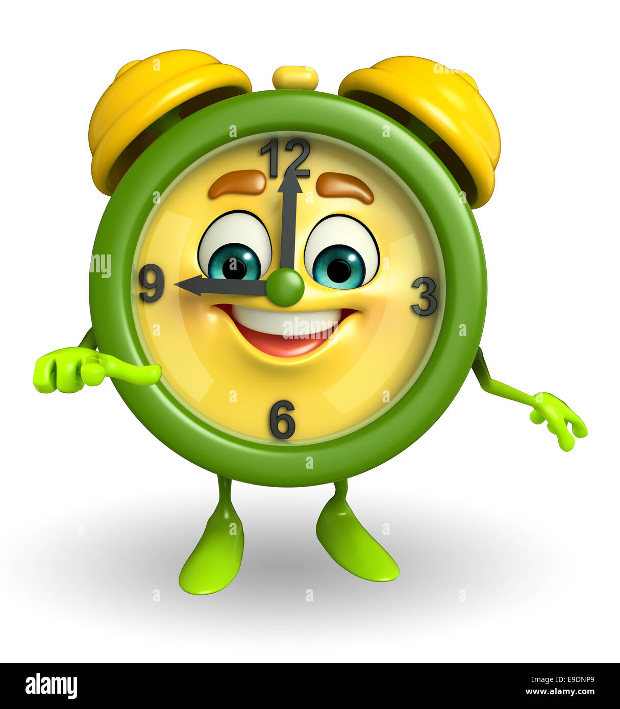 Cartoon Character of table clock is pointing Stock Photo - Alamy