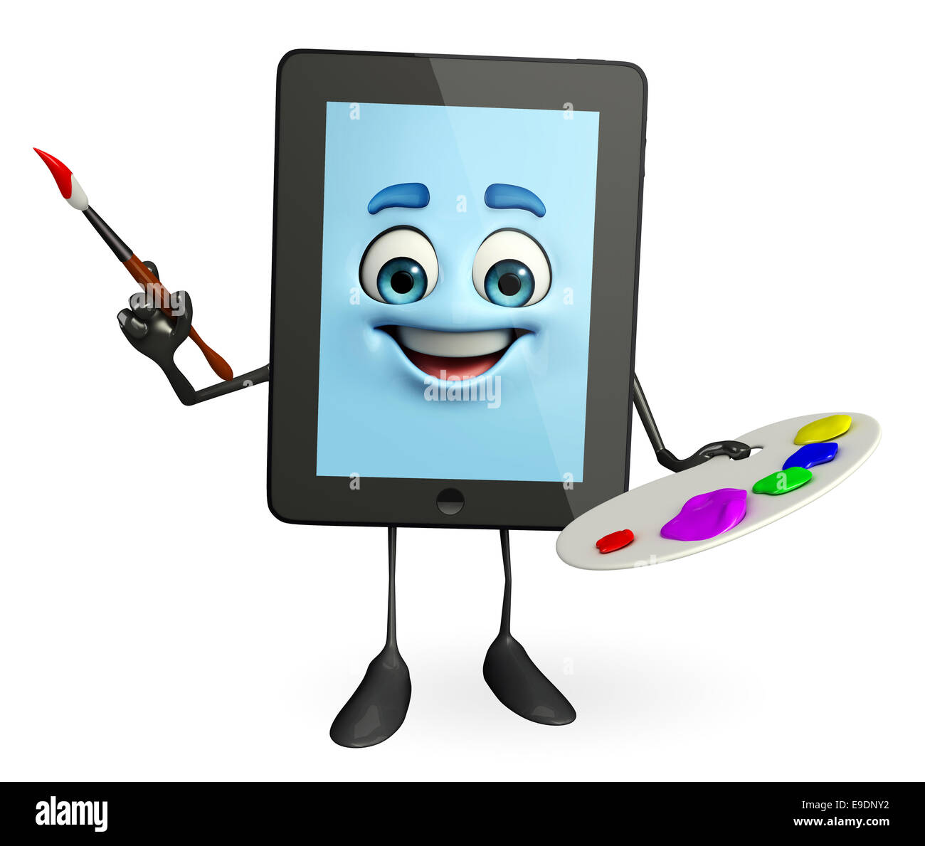 Cartoon character of tab with color plate Stock Photo - Alamy