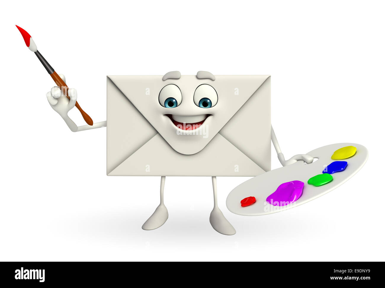 Cartoon Character of mail with Color plate Stock Photo - Alamy