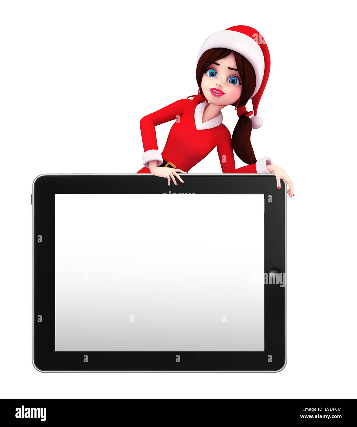 Illustration of santa girl with tab Stock Photo - Alamy