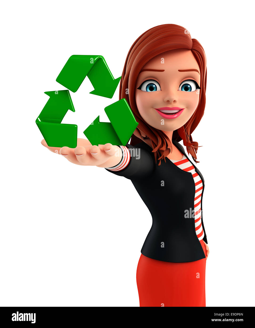 Illustration of corporate lady with recycle icon Stock Photo - Alamy
