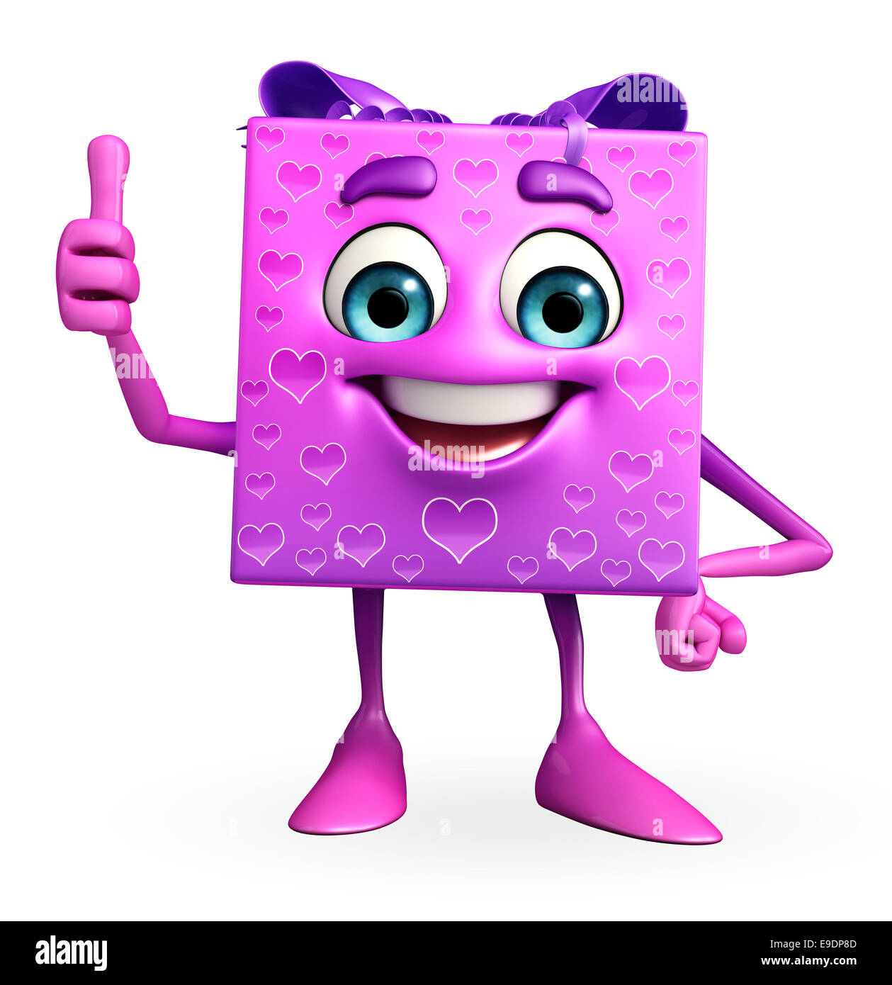 Cartoon Character of gift box with thumbs up pose Stock Photo - Alamy
