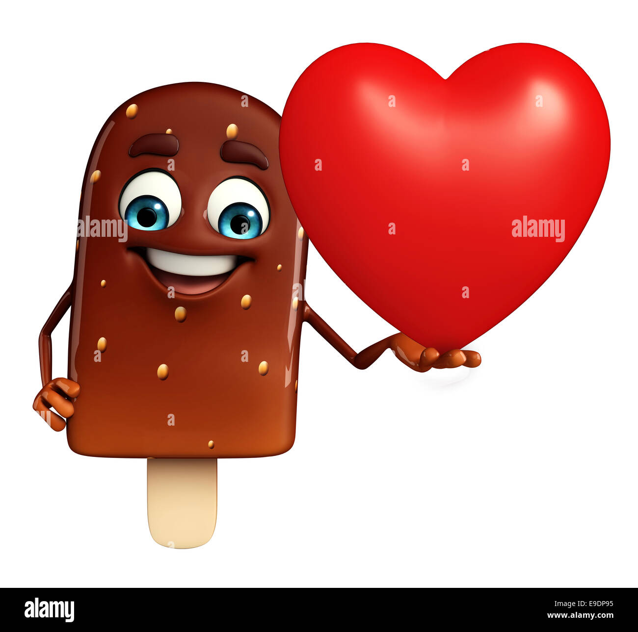 Cartoon Character of Candy with red heart Stock Photo - Alamy