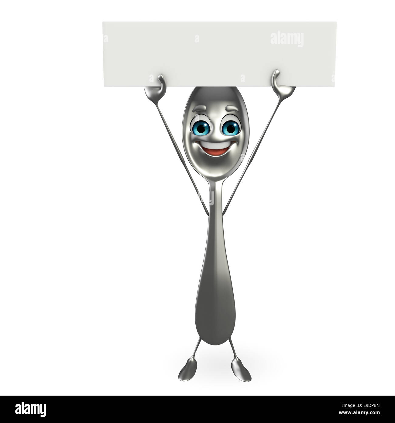 Cartoon character of spoon with sign Stock Photo - Alamy