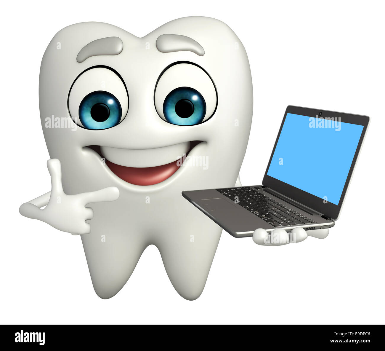 Cartoon character of teeth with Laptop Stock Photo - Alamy