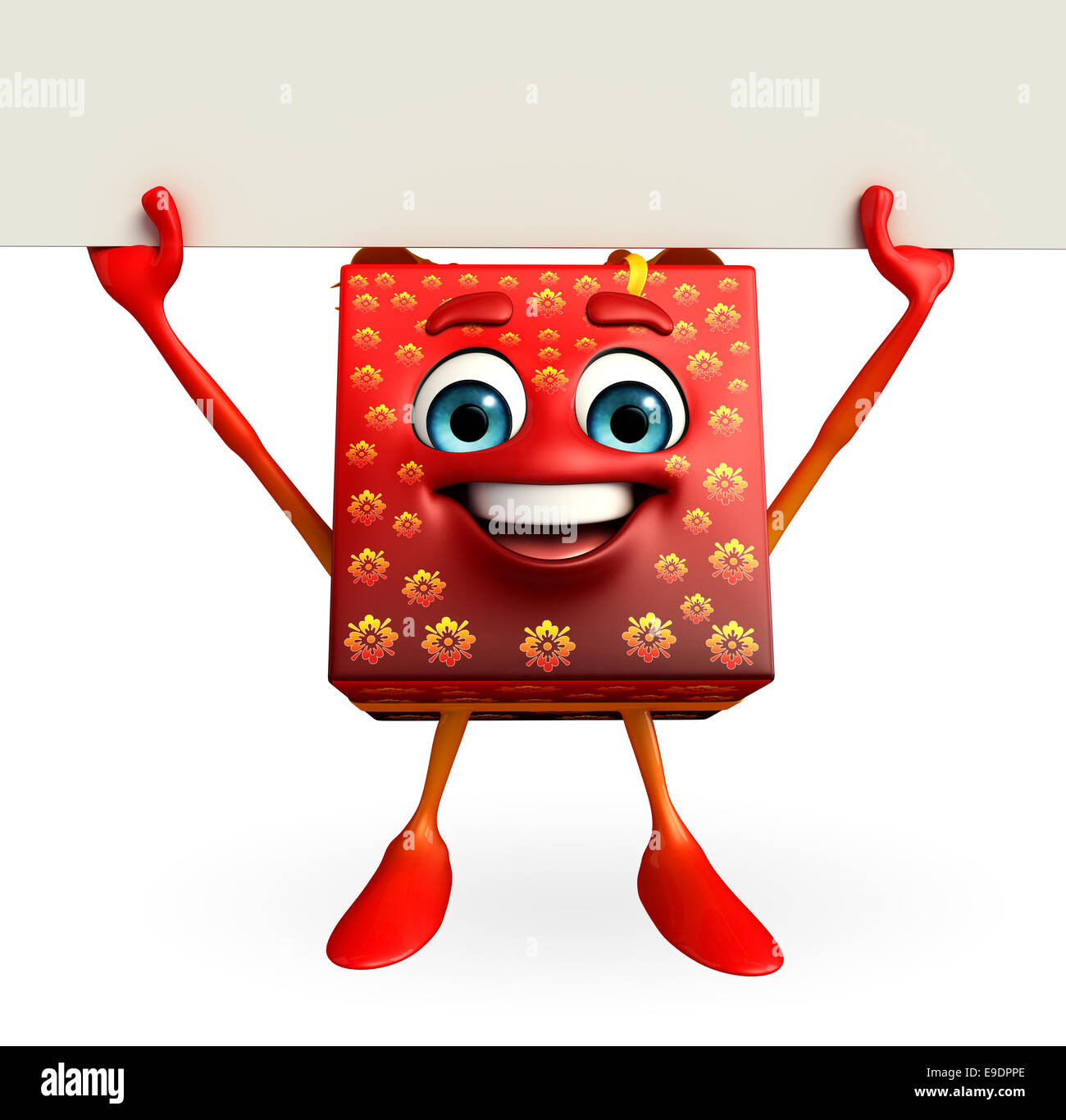 Cartoon Character of gift box with sign Stock Photo - Alamy