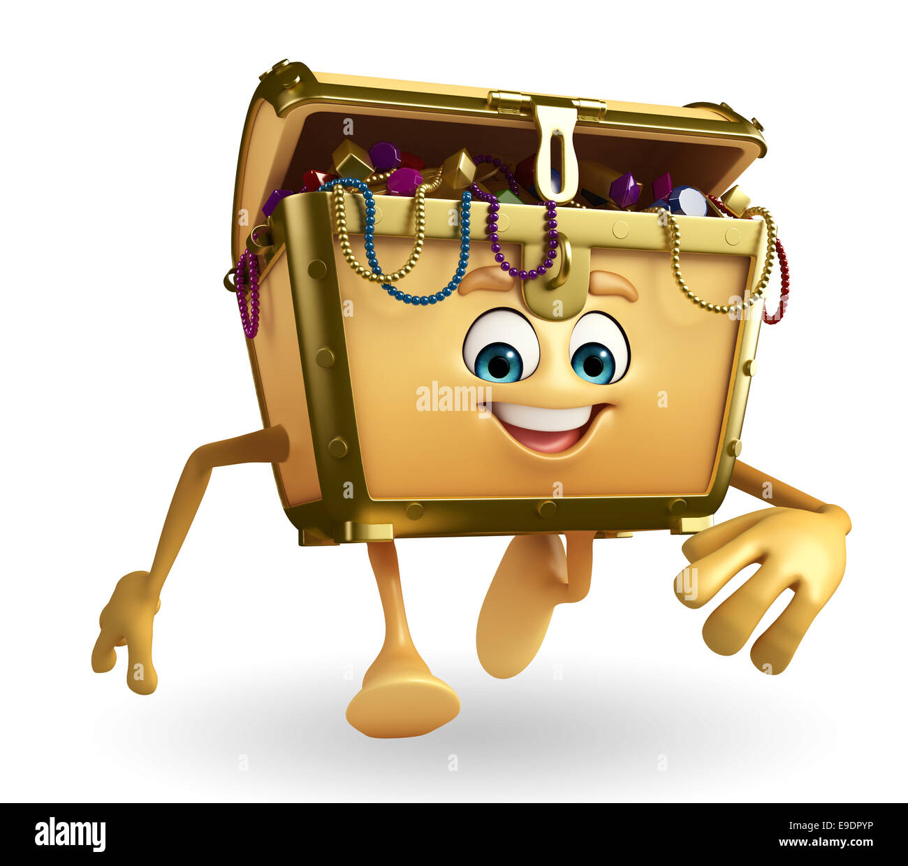 Cartoon Character of Treasure box is running Stock Photo - Alamy