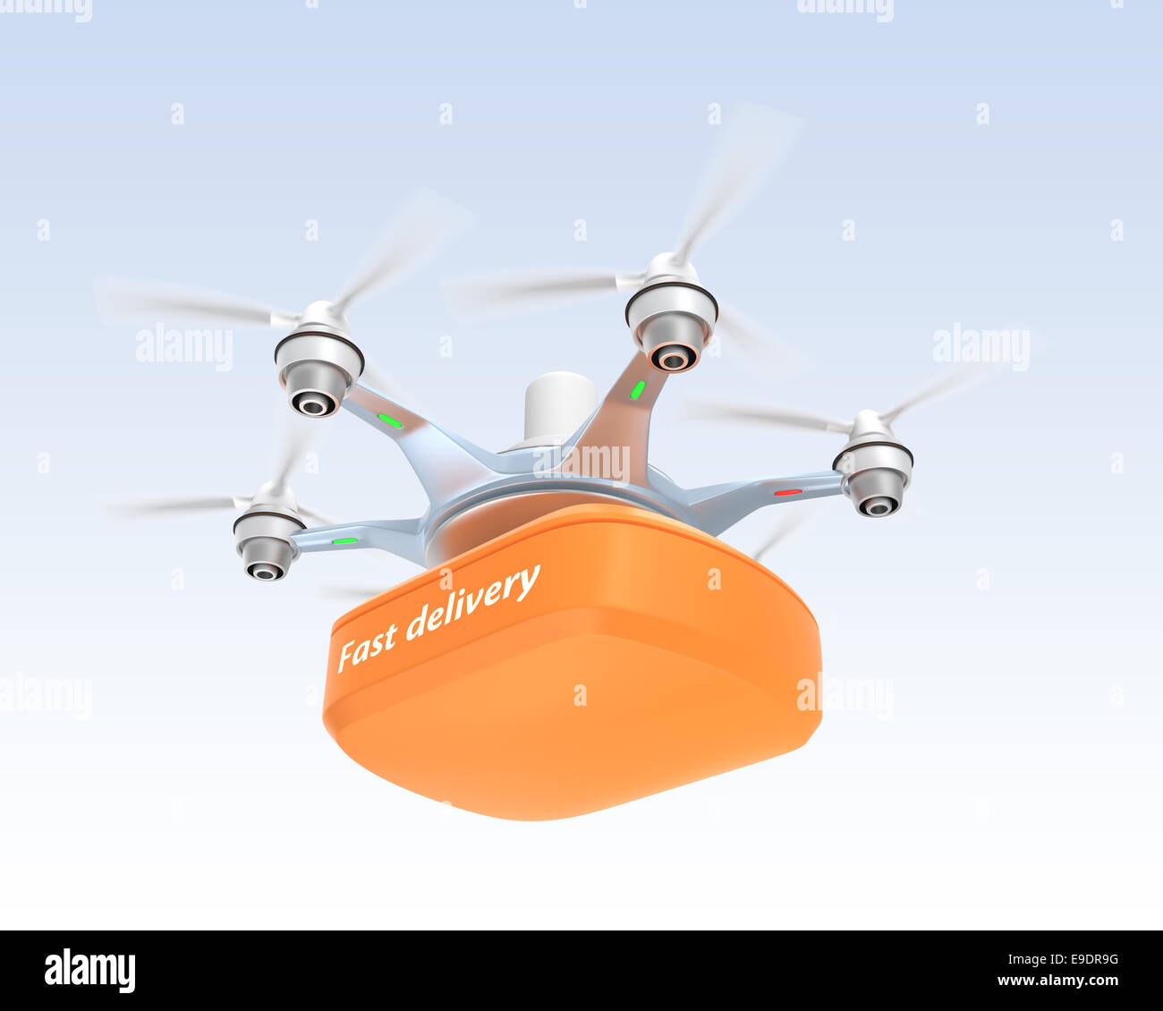 Drone mounted with compact container for fast delivery concept Stock ...