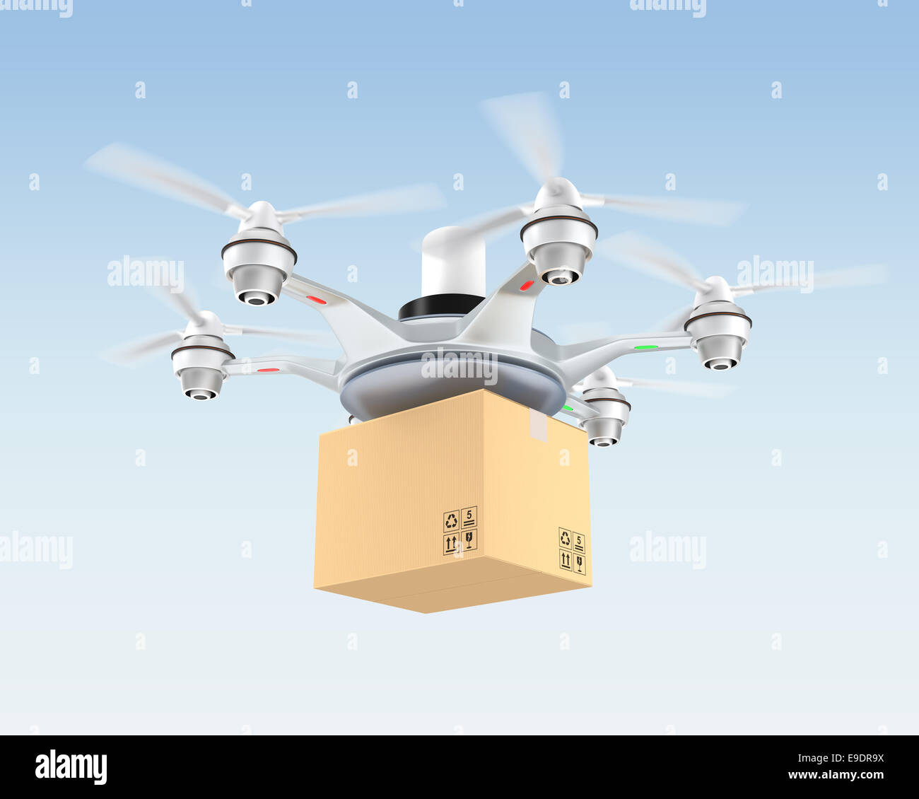 Drone delivery cardboard package for fast delivery concept Stock Photo ...