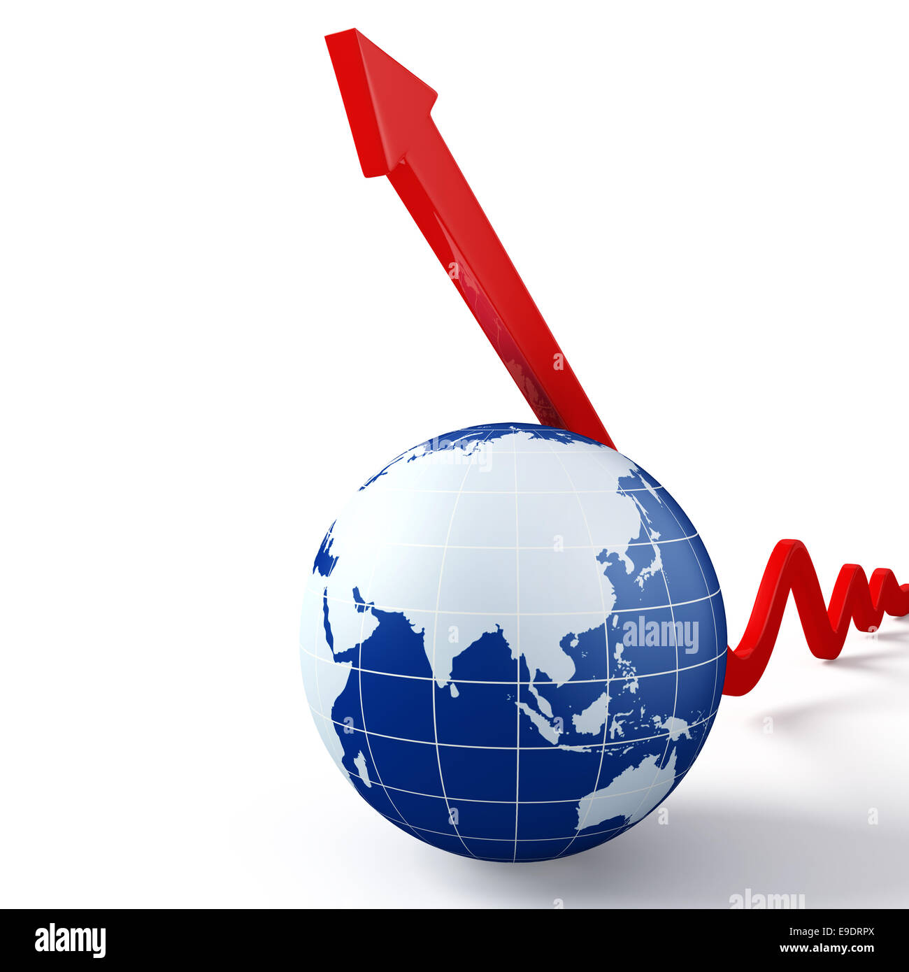 World globe with arrow illustration Stock Photo - Alamy