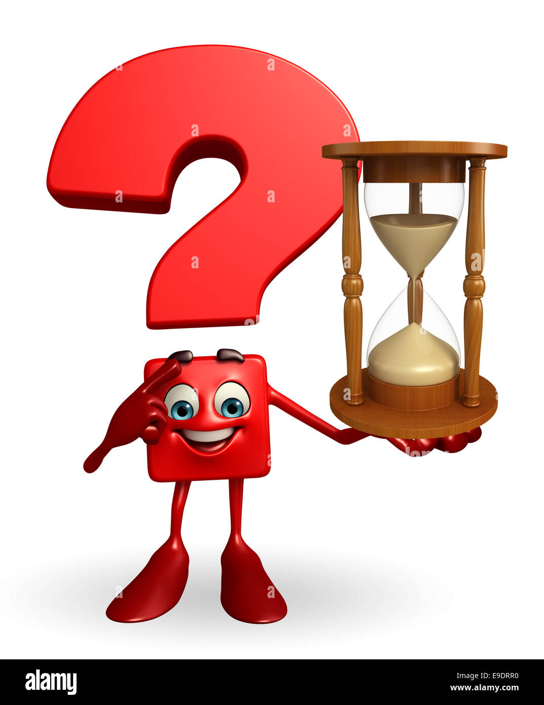 Cartoon Character of Question Mark with sand clock Stock Photo - Alamy
