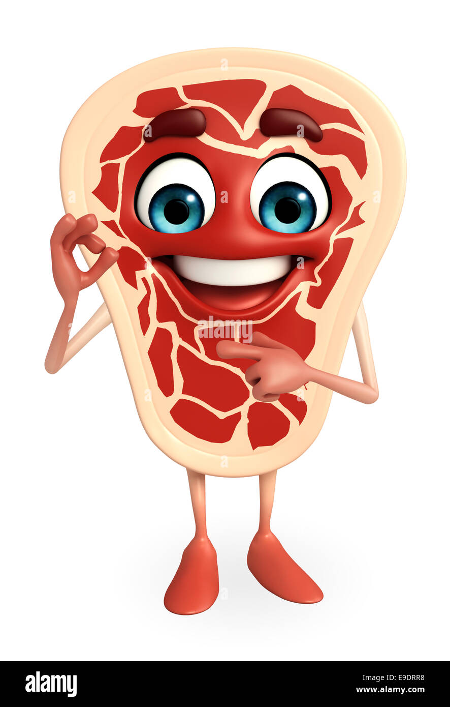 Cartoon Character of meat steak is best sign Stock Photo - Alamy
