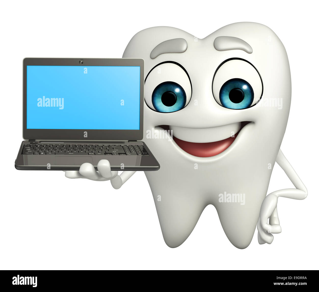 Cartoon character of teeth with Laptop Stock Photo - Alamy