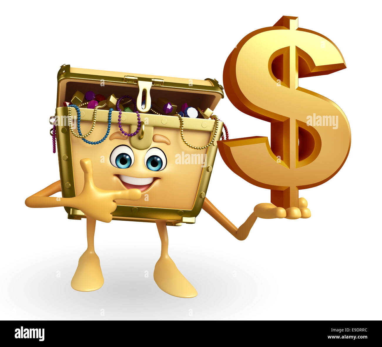 Cartoon Character of Treasure box with dollar sign Stock Photo - Alamy