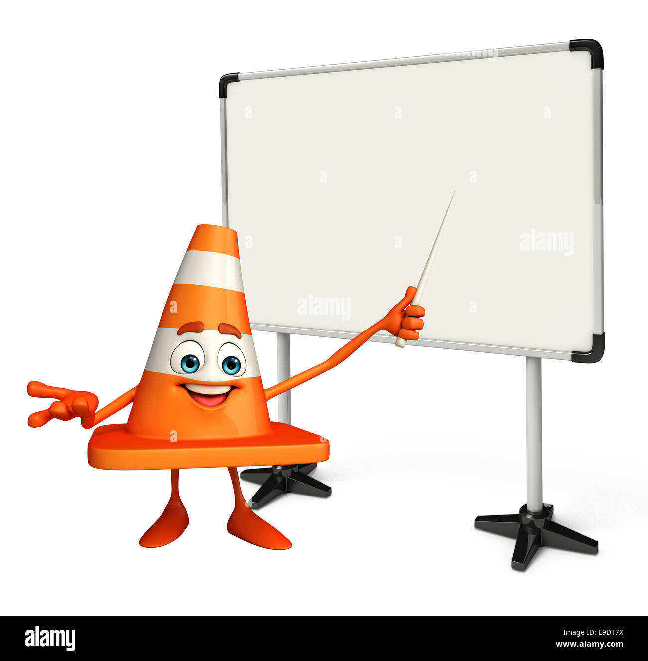 Cartoon Character of Construction cone with display board Stock Photo ...