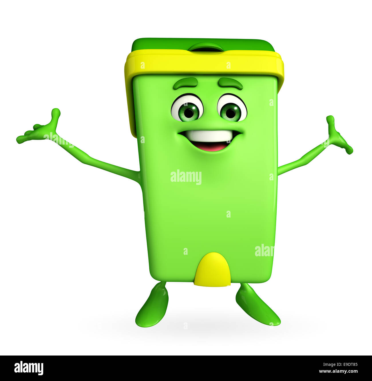 Cartoon Character of Dustbin with happy pose Stock Photo - Alamy