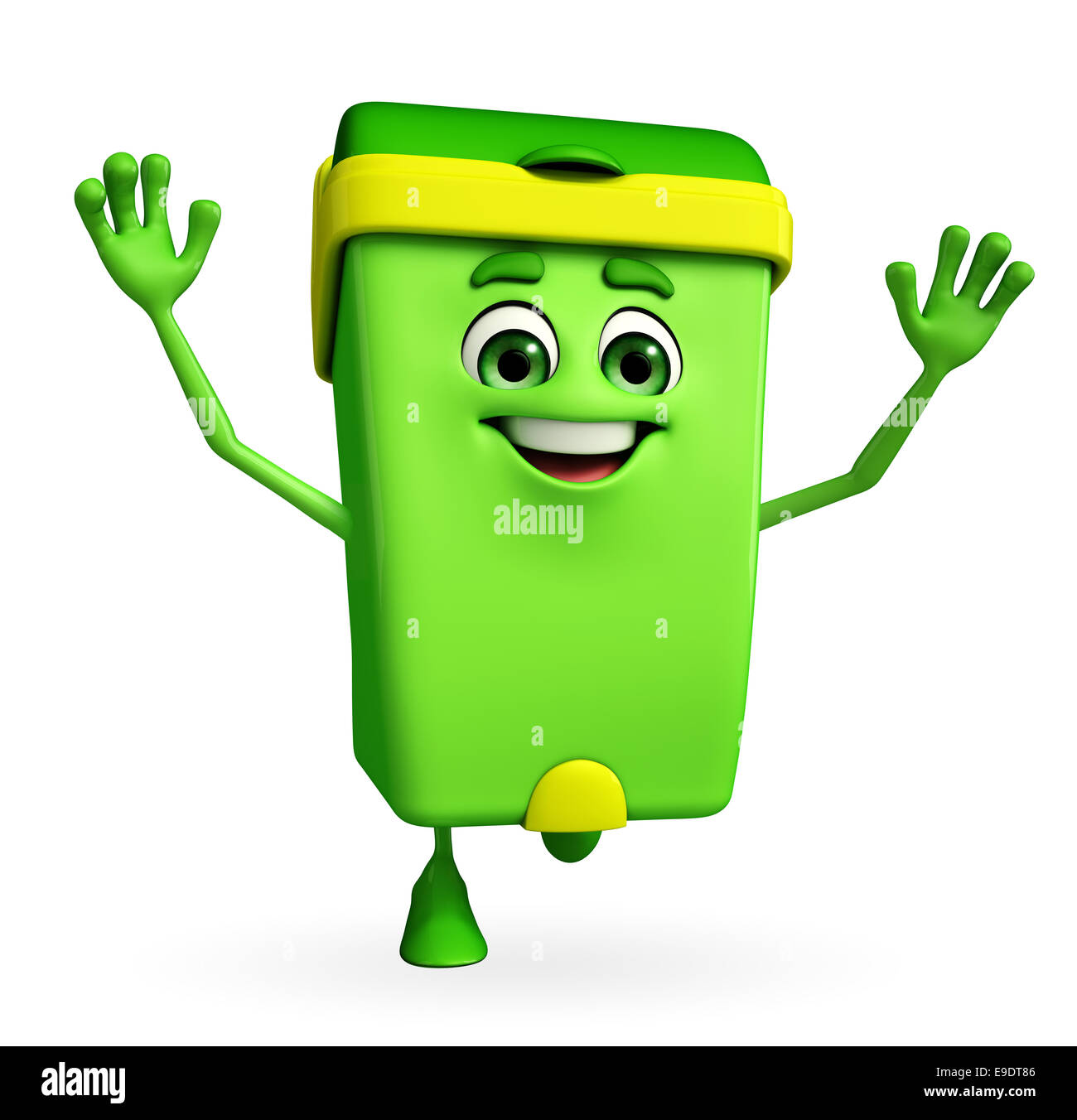 Cartoon Character of Dustbin is running Stock Photo - Alamy