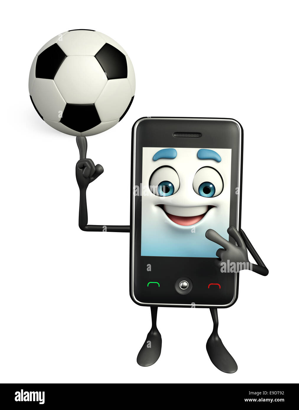 Cartoon Character of Mobile with football Stock Photo - Alamy