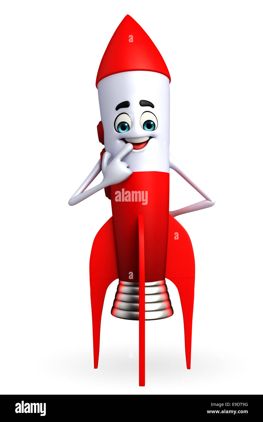 Cartoon character of rocket is thinking Stock Photo - Alamy