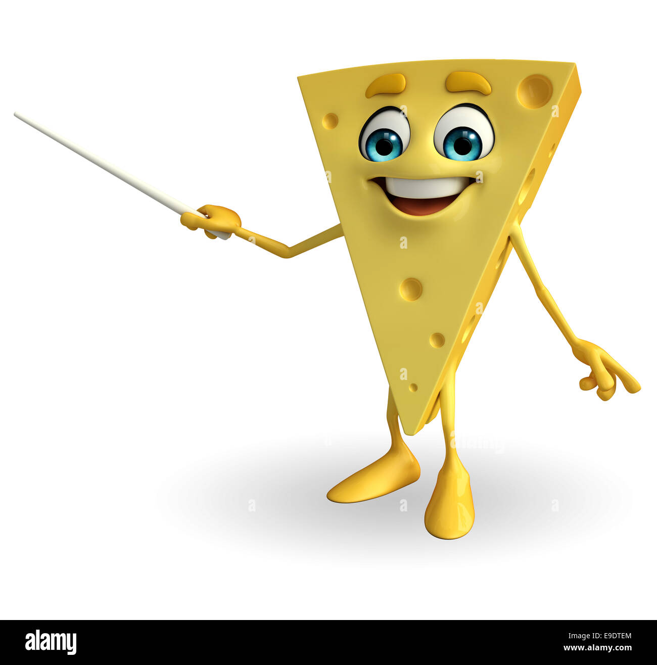 Cartoon Character of Cheese with stick Stock Photo - Alamy