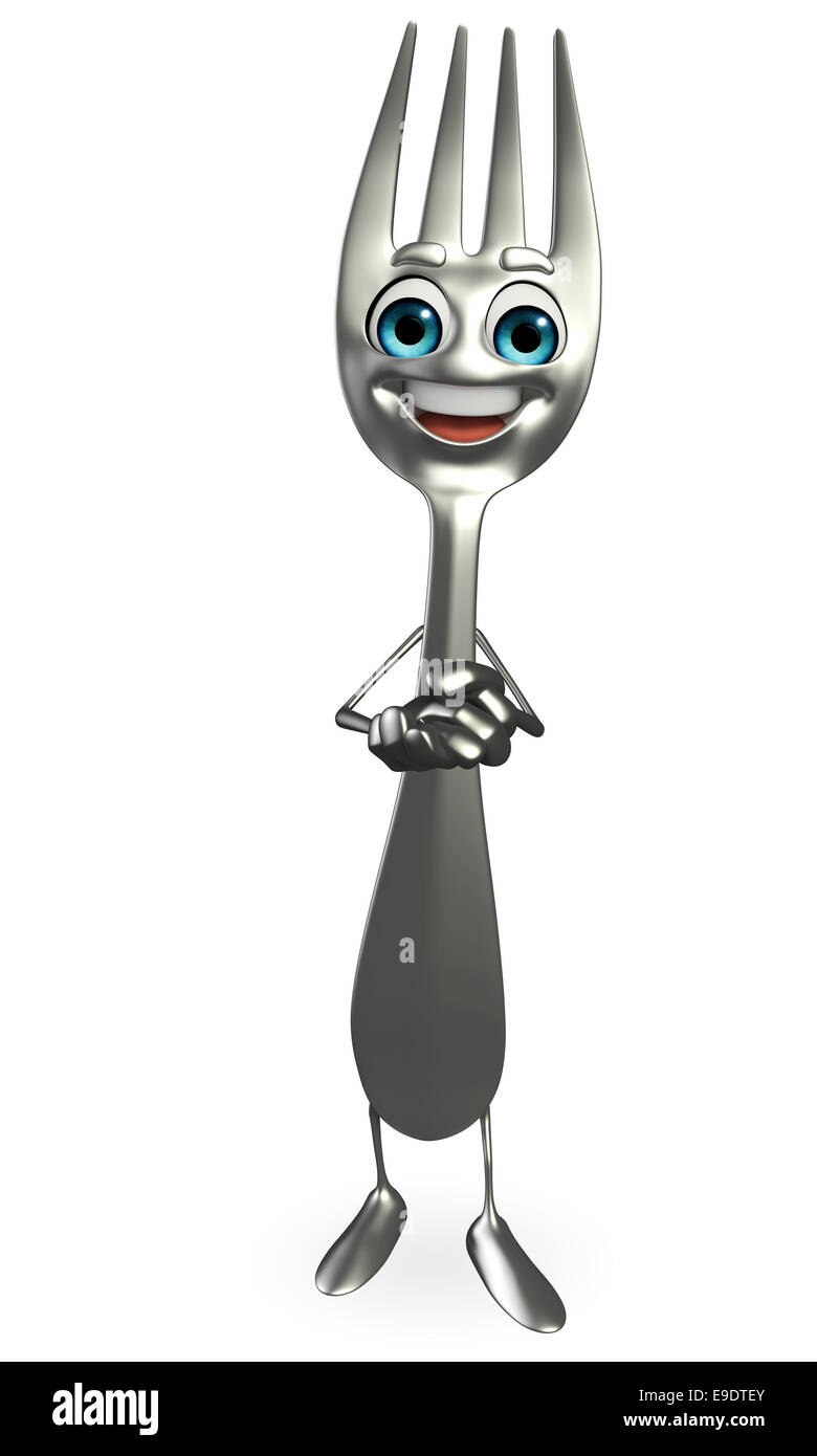 Cartoon character of fork is happy Stock Photo - Alamy