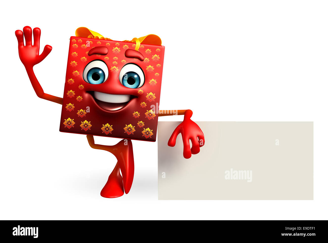 Cartoon Character of gift box with sign Stock Photo - Alamy