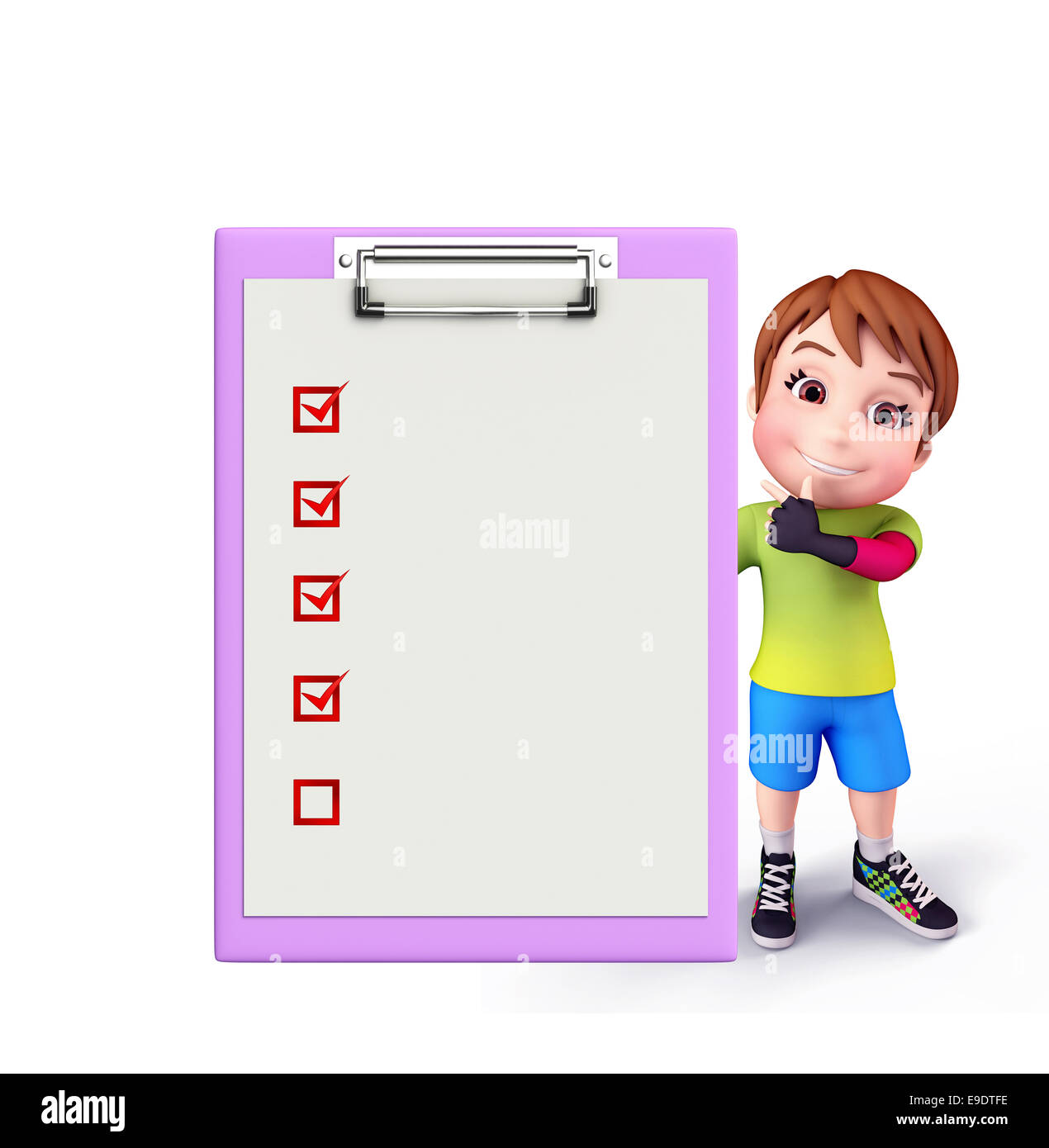Illustration of cute boy with notepad Stock Photo - Alamy