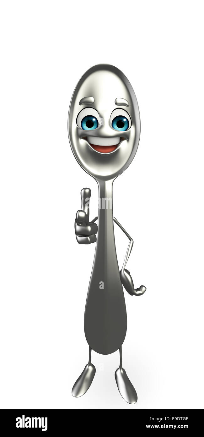 Cartoon character of spoon is pointing Stock Photo - Alamy
