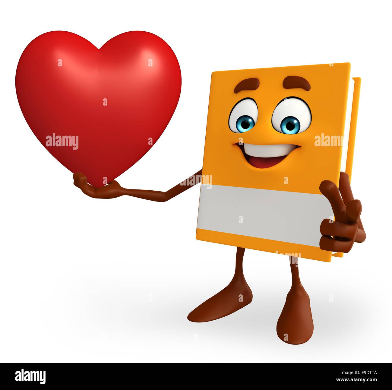 Cartoon Character of Book with heart Stock Photo - Alamy